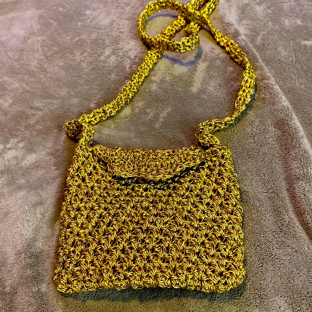 Beautiful Gold Metallic Crocheted Evening Bag By Vick… - Gem